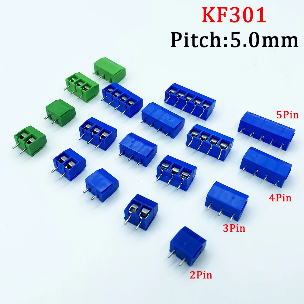10Pcs KF301 2/3/4/5Pin Spliceable Plug-in Screw Wire Terminal Block ...