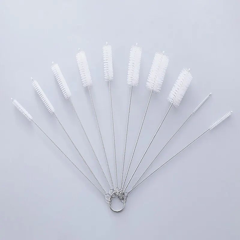 Bottle-Clean-Brush-10pcs-Set-Stainless-Steel-Soft-Hair-Brush-Pipette ...