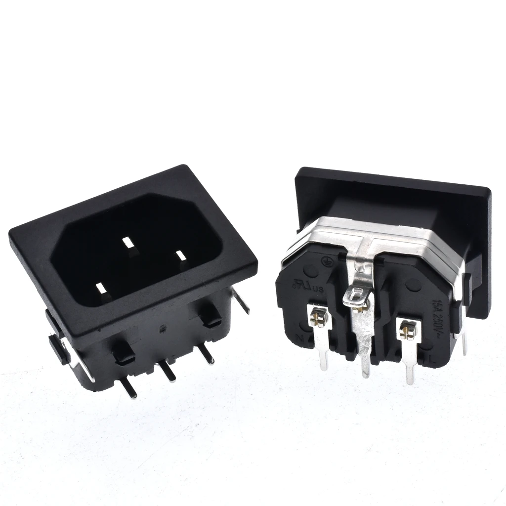 Iec 60320 C14 Pcb Mount Ac Receptacle Socket Inlet Snap-in Mount With ...