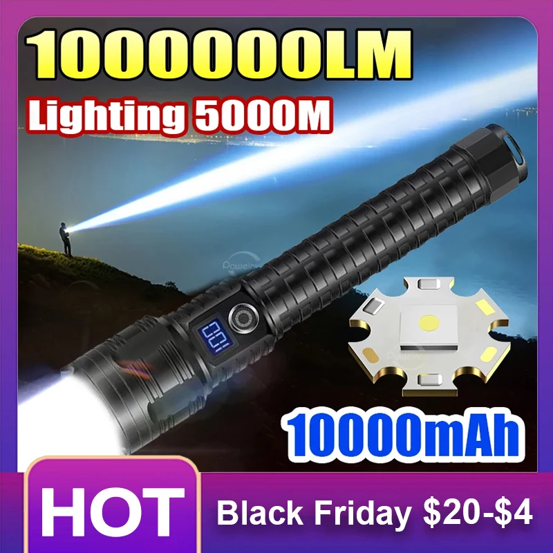 1000000LM-Ultra-Powerful-Flashlight-Zoom-5000M-Long-Range-Torch-High ...