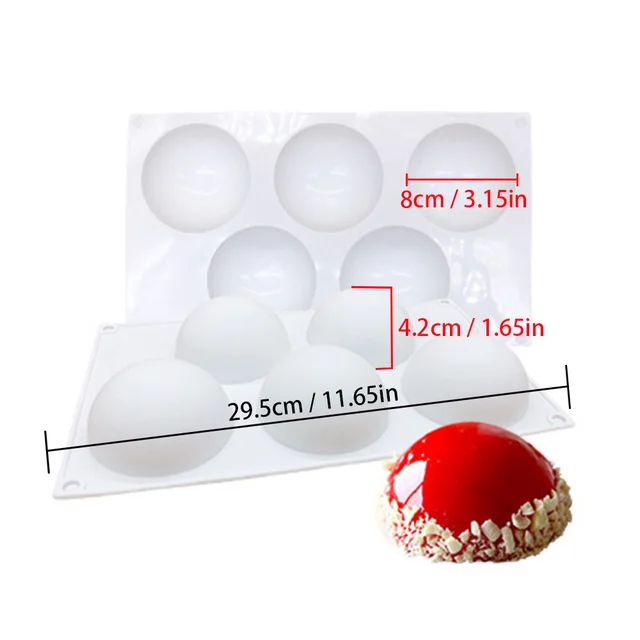1PCS 3D Ball Round Half Sphere Silicone Molds for DIY Baking Pudding ...