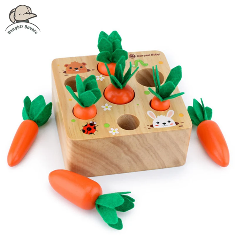Baby-Wooden-Radish-Toy-Children-Montessori-Wooden-Carrot-Box-Toy ...