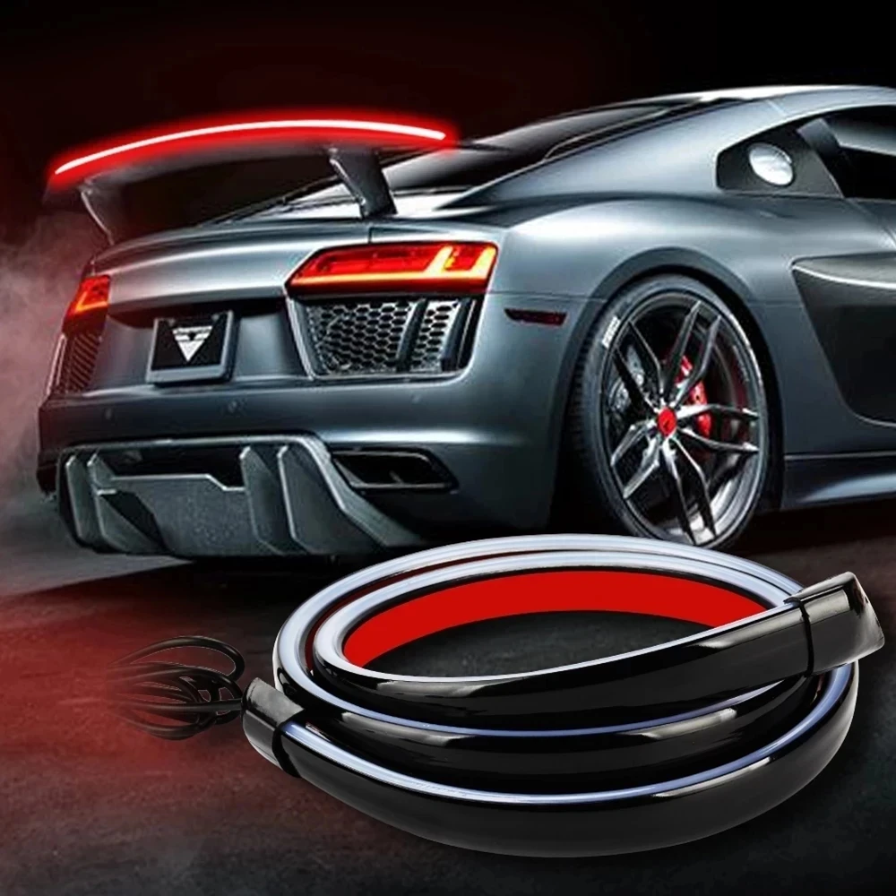 OKEEN-120cm-Led-Spoiler-Light-For-Car-Universal-Black-Carbon-Fiber-Rear ...
