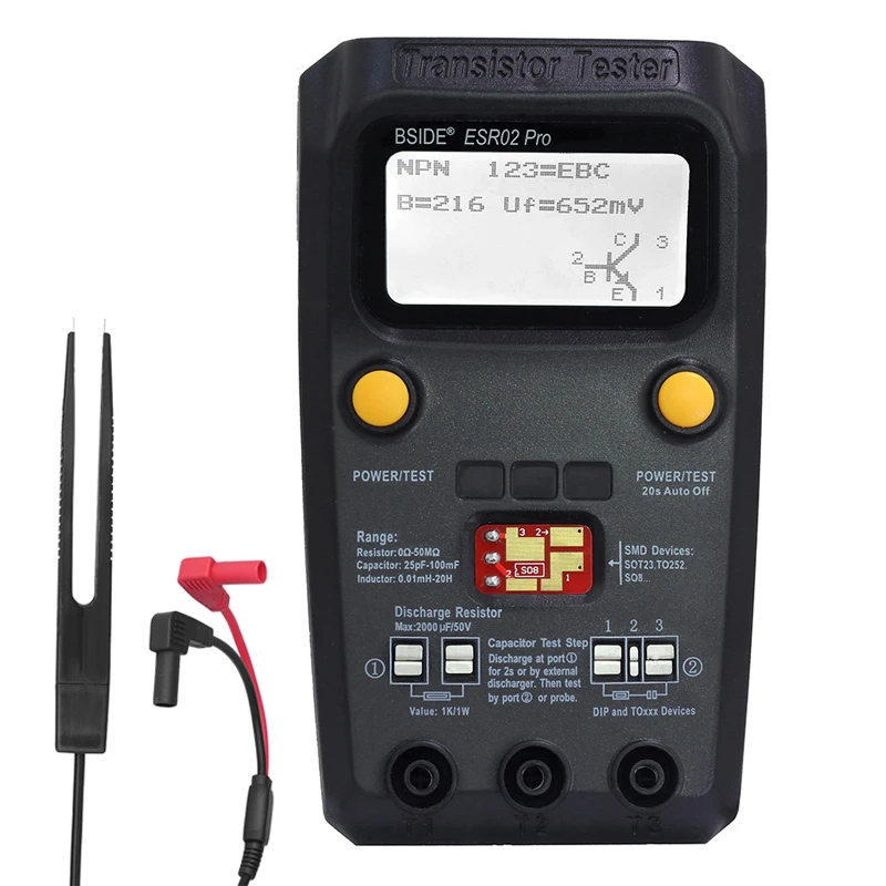 BSIDE ESR02pro Multi-purpose Transistor ESR/SMD Tester Smart Diode ...