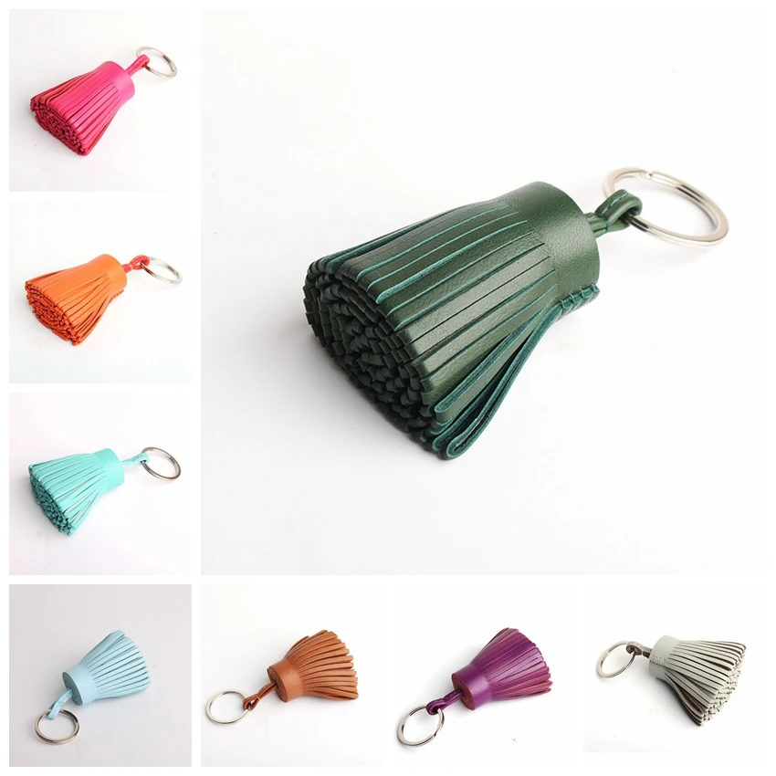 Natural-Real-Leather-Tassel-Keychain-For-Keys-Car-Key-Chain-Key-Ring ...