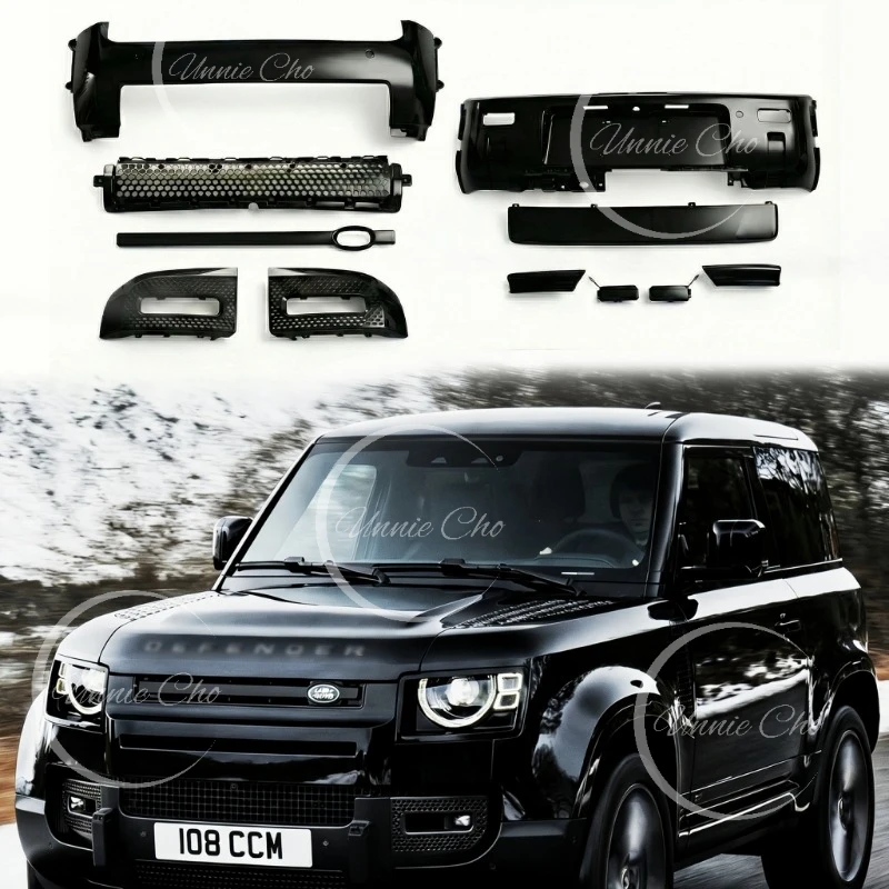 For Defender Glossy Black Body Kits Bumper Guard for Land Rover ...