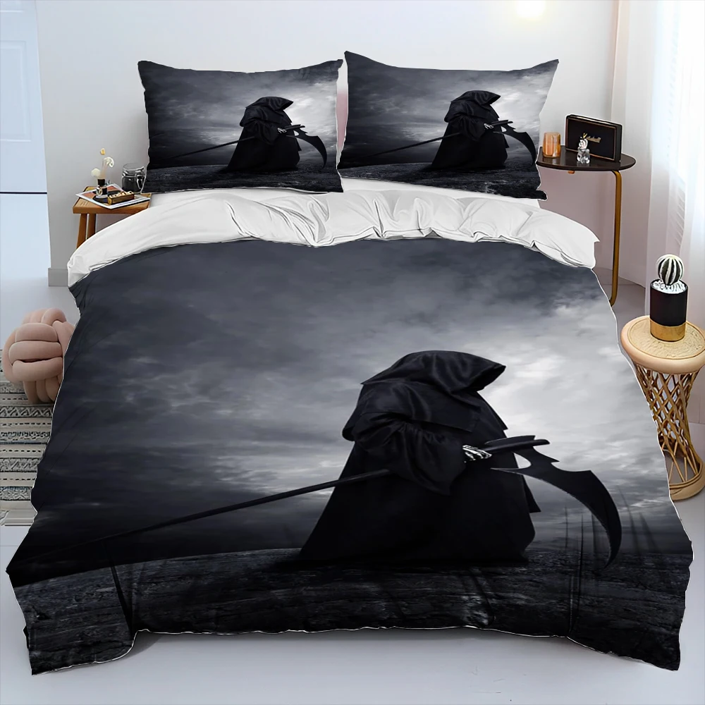 Horror-Skull-Death-Witch-Gothic-Comforter-Bedding-Set-Duvet-Cover-Bed ...