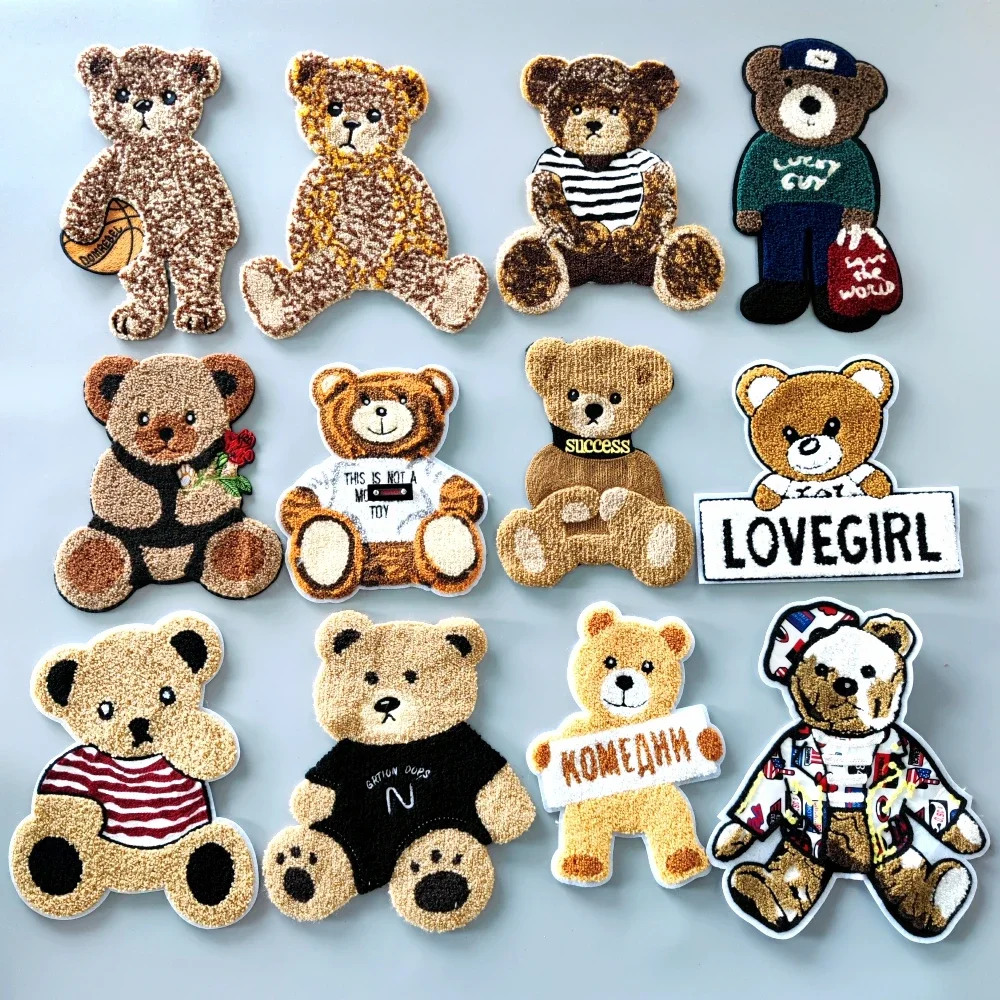 Embroidery-Chenille-Patch-Bear-Animal-Cartoon-Number-Badges-Bears-Appliques-Girls-Skateboard ...