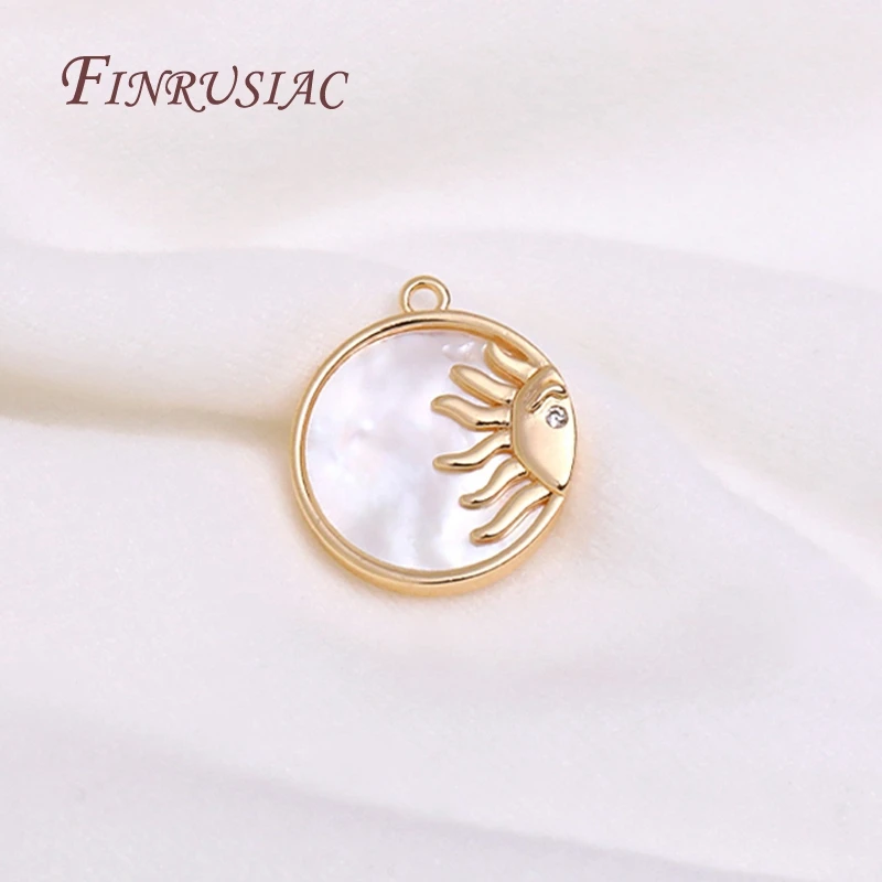 18K-Gold-Plated-Sun-Face-Pendant-High-Quality-Brass-Metal-Inlaid-Shell ...