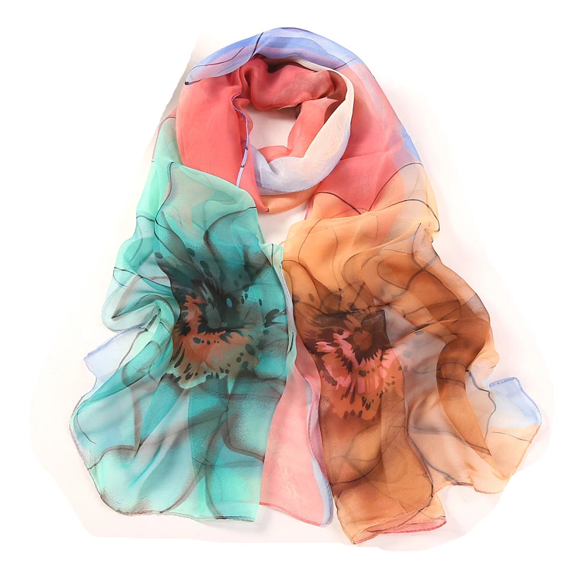 New-Fashion-Higanbana-Chiffon-Georgette-Scarf-Women-Geometric-Printing ...