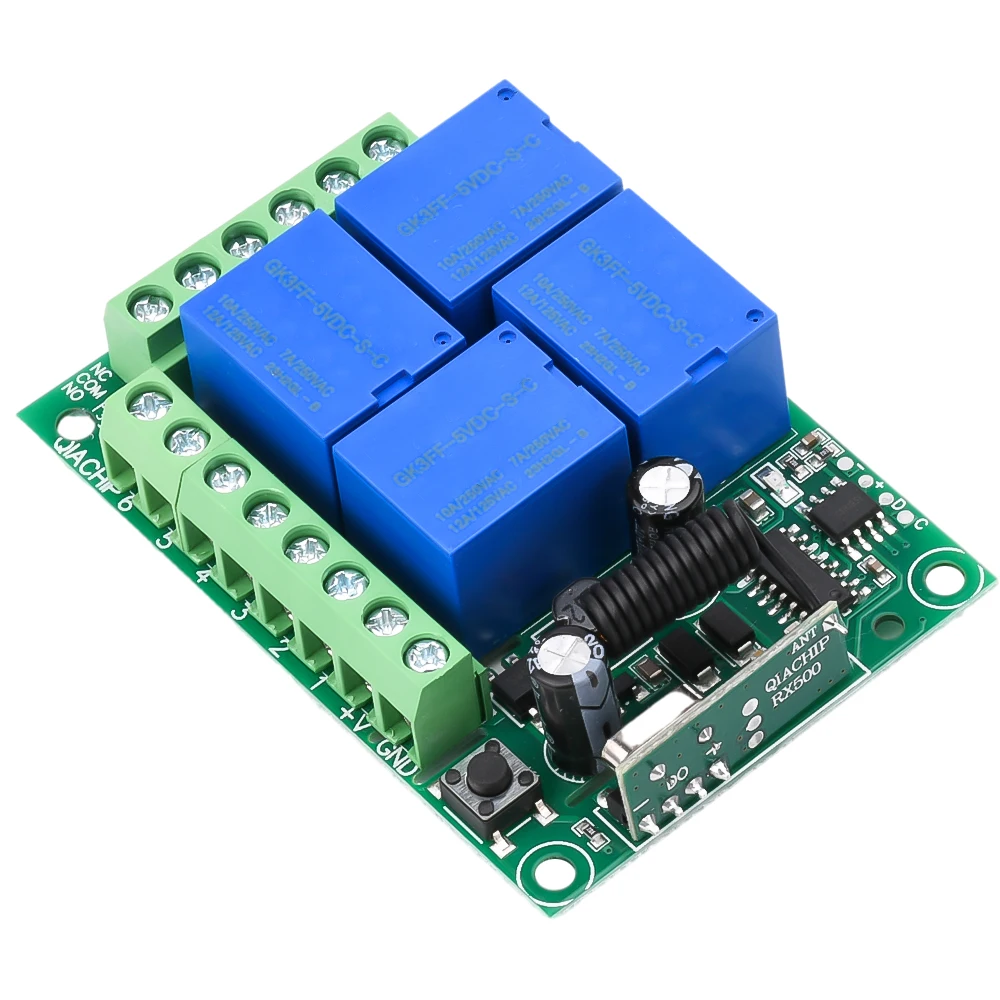 433Mhz-Universal-Wireless-Remote-Control-AC110V-220V-Relay-4CH-Module ...