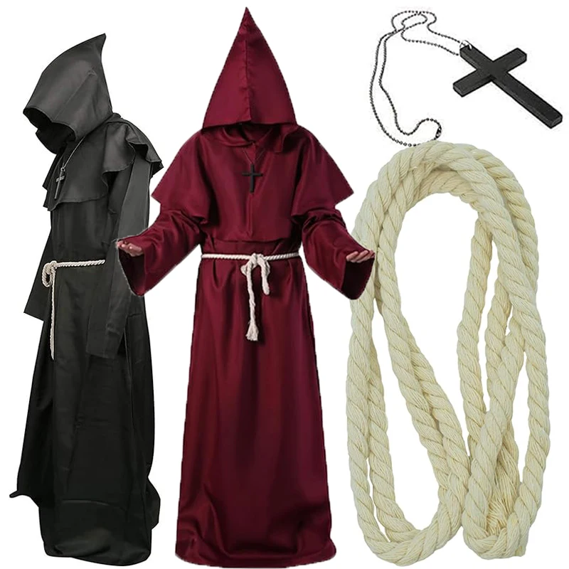 Medieval Monk Clergy Plague Doctor Costume Gown Robe For Adult Men ...