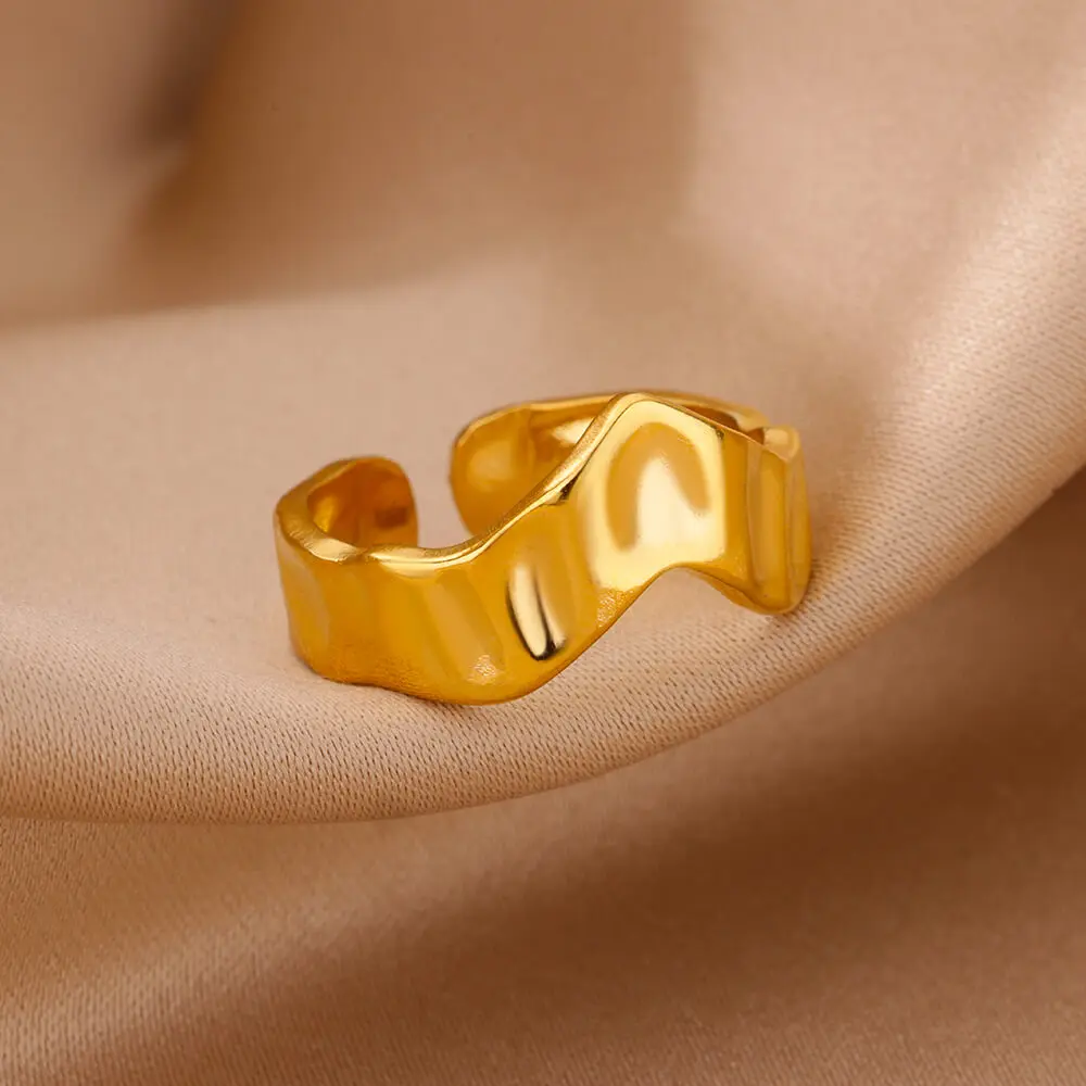 V-shaped-Wrinkle-Texture-Stainless-Steel-Rings-for-Women-Girl-Gold-Color-Ring-Wedding-Charm ...