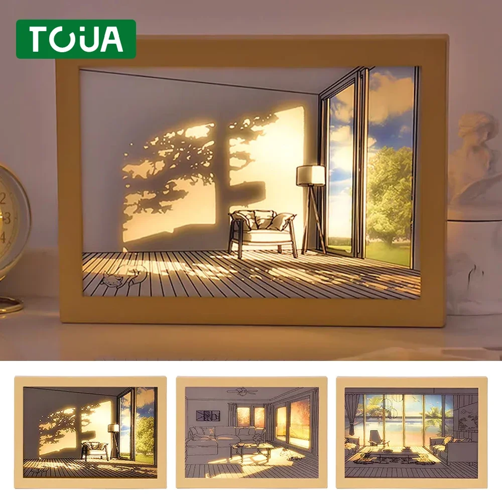 Beautiful-LED-Light-Painting-Indoor-Sunlight-Window-Wooden-Photo-Light ...