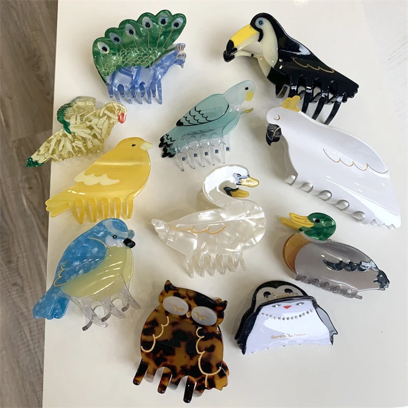 Pinzas para el pelo de loro acrílico de dibujos animados, pinzas para ...