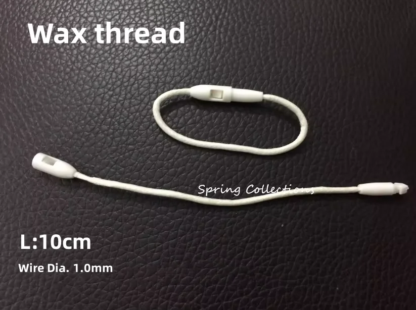 1000pcs 10cm White Wax Thread Short Loop Lock Hang Tag String Bullet ...