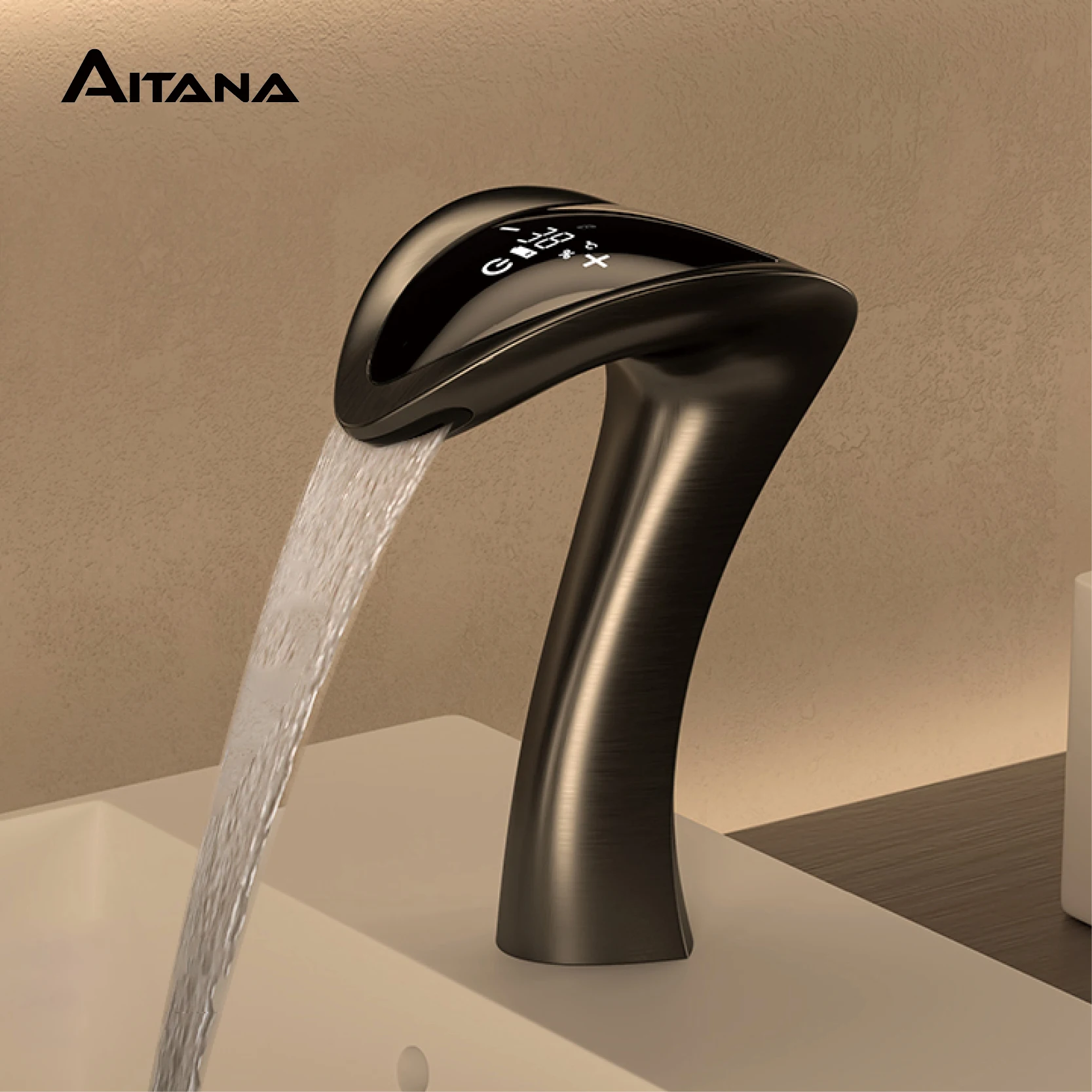 Black-intelligent-luxury-bathroom-faucet-digital-display-induction ...