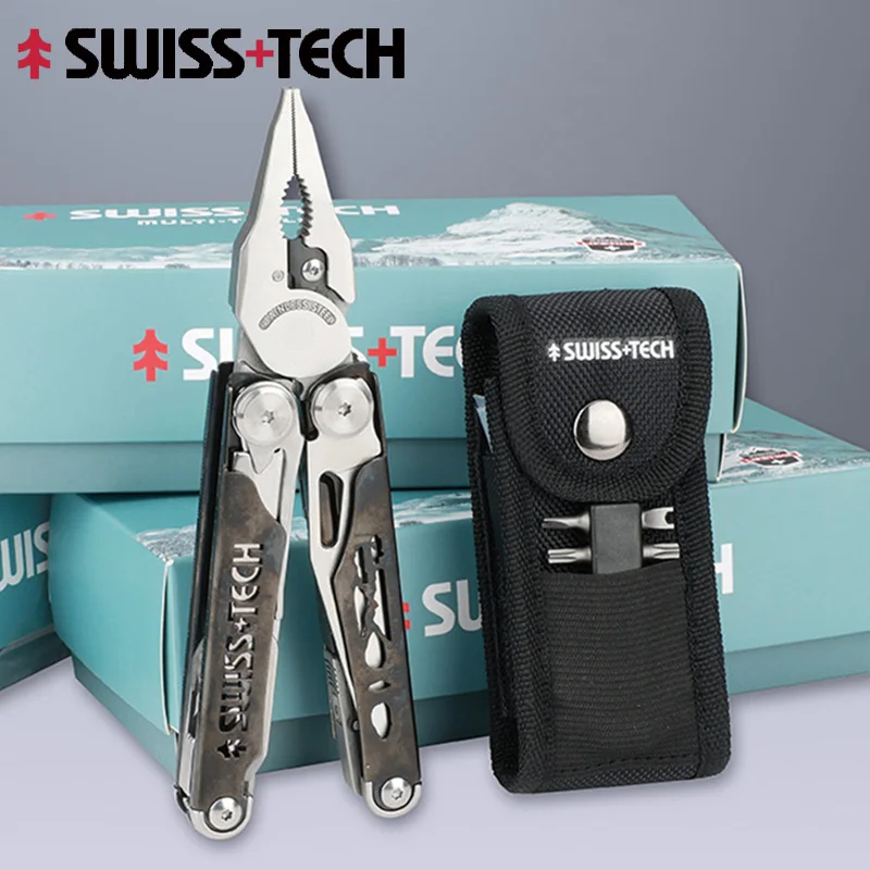 Newest-SWISS-TECH-37-In-1-Folding-Multitool-Pliers-Multi-Tool-Scissors ...