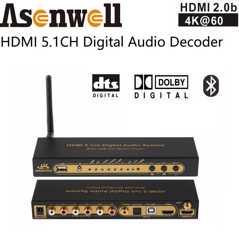HDMI Audio Extractor Converter DTS AC3 5.1 Digital Audio Decoder ARC ...