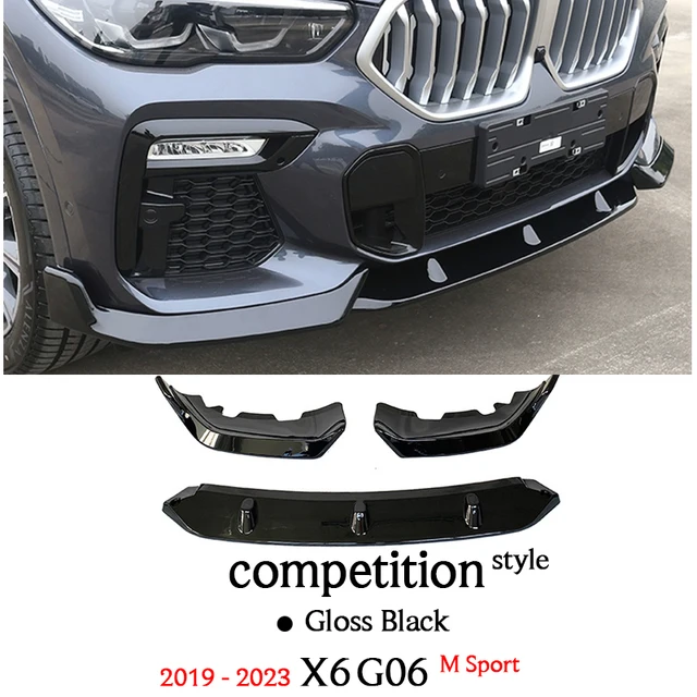 Carbon Fiber Print Gloss Black Front Bumper Lip Splitters & Rear ...