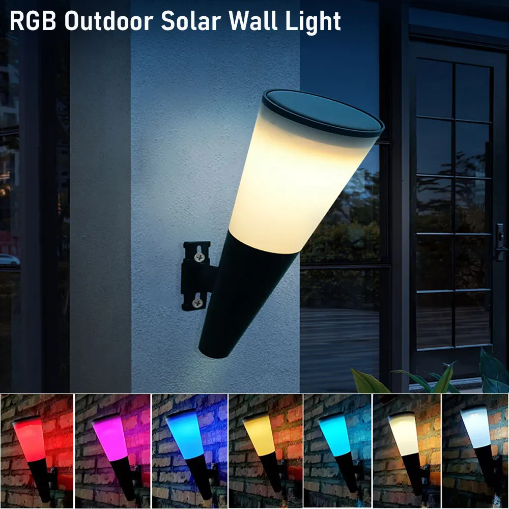 RGB Solar Lights Outdoor Wall Lamp Landscape Garden LED Lights Solar ...
