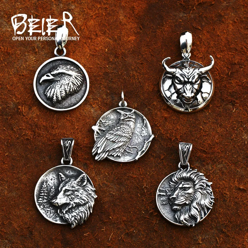 Beier-2022-Jungle-Series-New-Round-3D-Elk-Eagle-Head-Pendant-Wolf-Lion ...