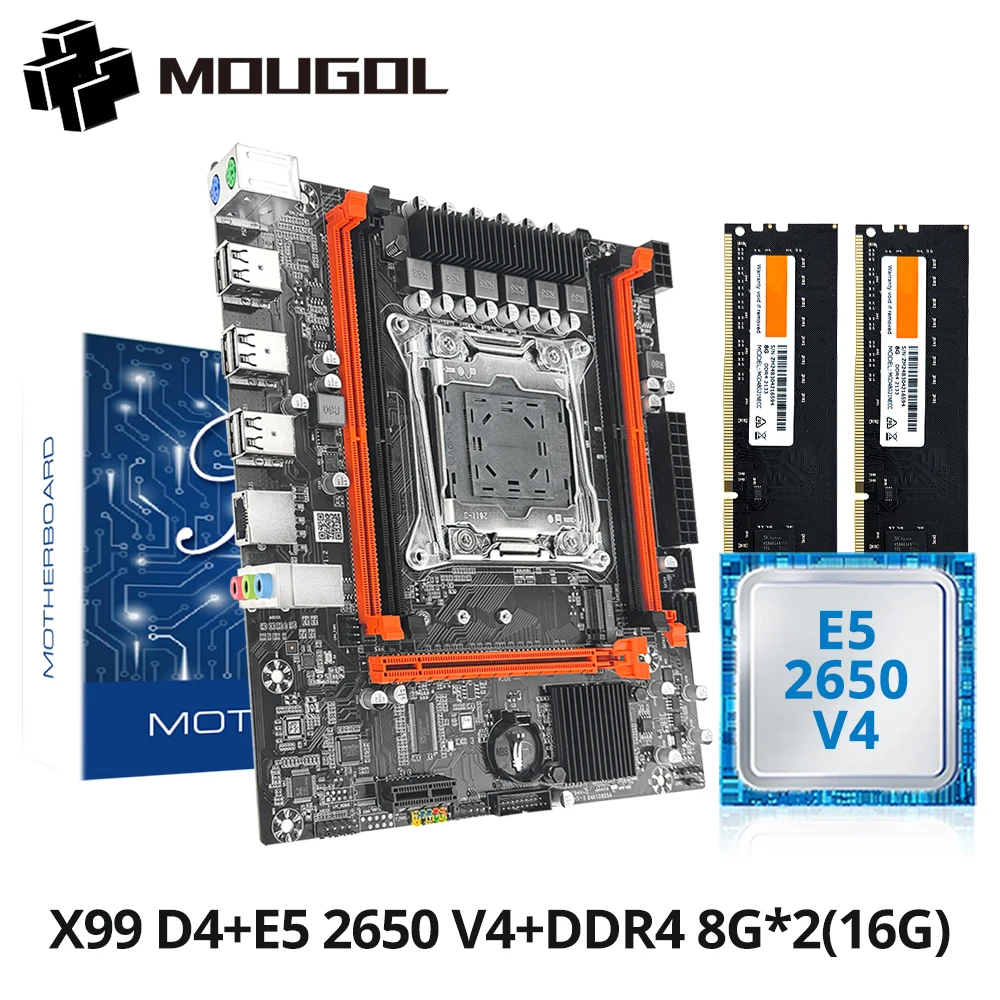MOUGOL New X99 P4 Motherboard Set with Intel Xeon E5 2650 V4 CPU & Dual ...