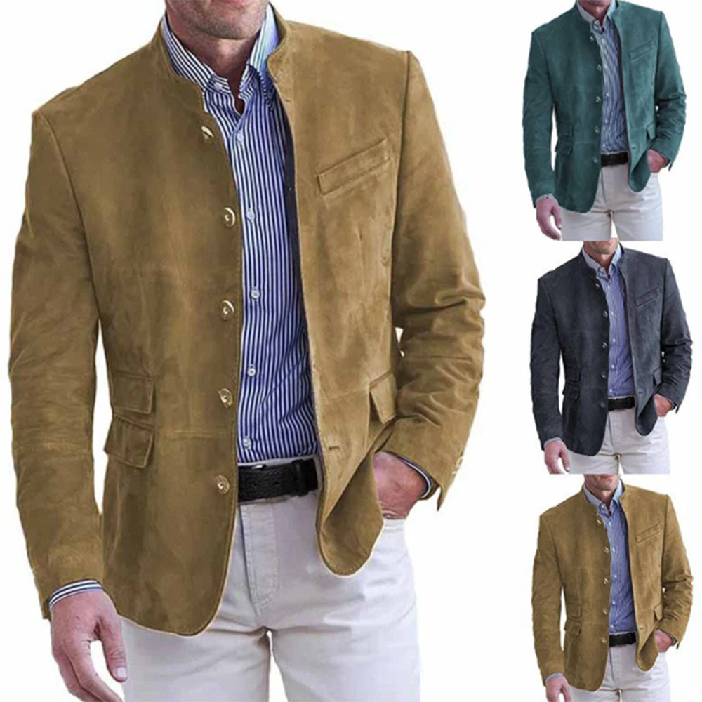 Blazer Men's Fashion Gentleman Business Retro Suede Versatile and ...