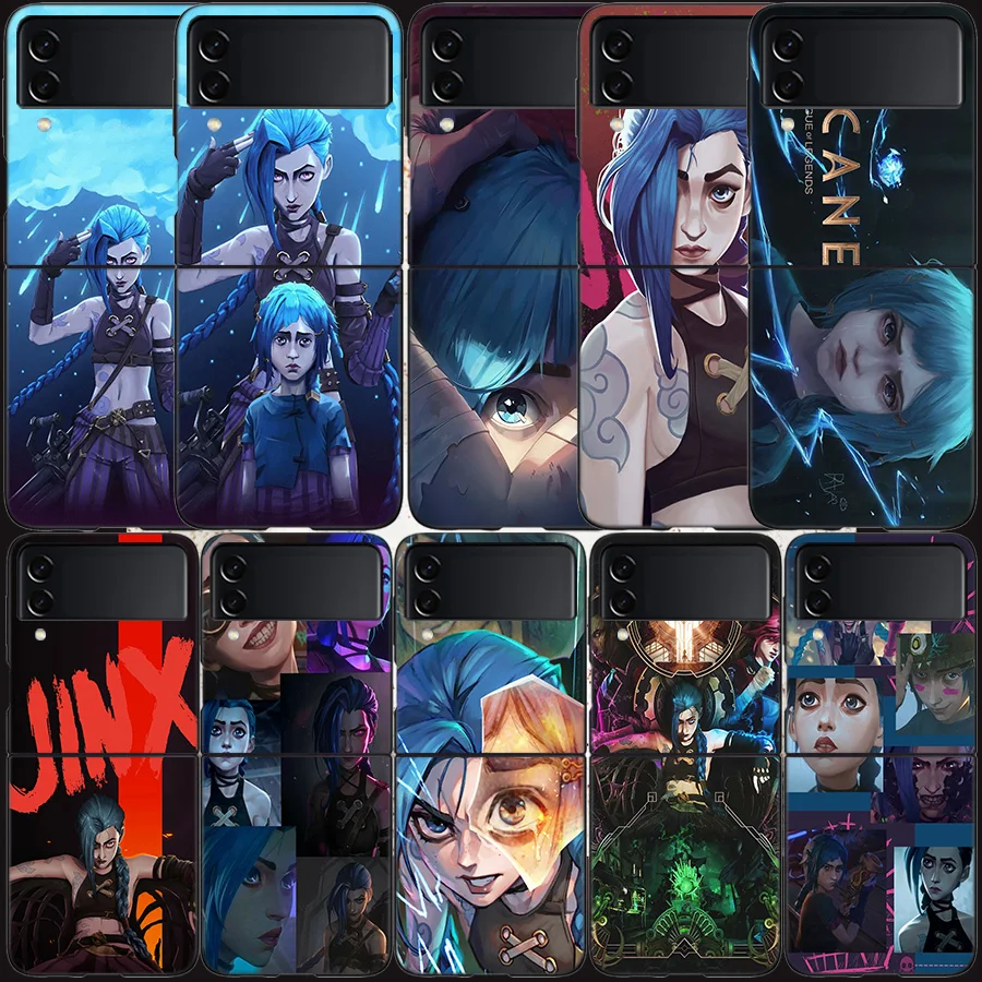 Capa-de-telefone-celular-Arcane-Jinx-Vi-Black-Hard-Anime-para-Samsung ...