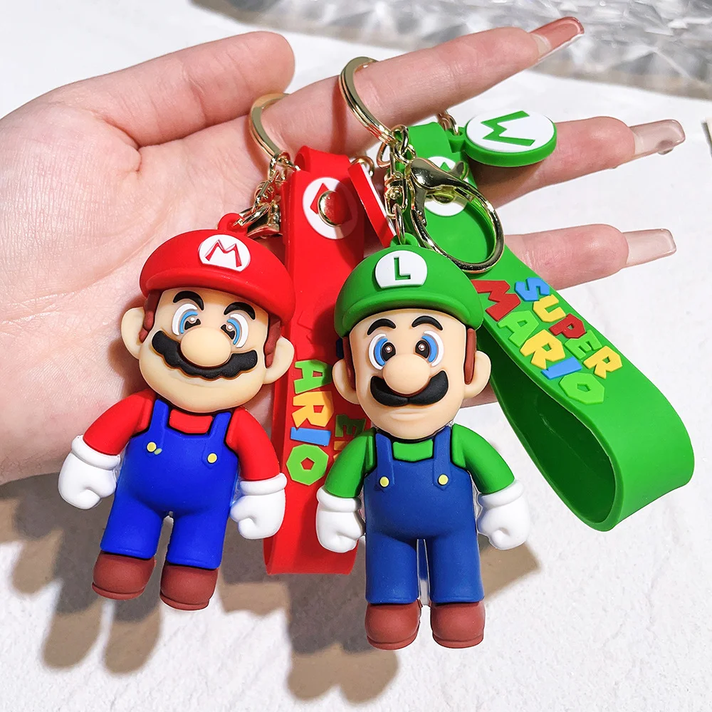 Bandai Super Mario Keychain Mario Bros Luigi Toad Yoshi Bowser Figure ...