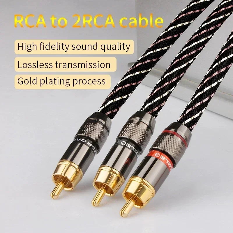 Hifi-RCA-Cable-Male-To-2-Rca-Audio-Video-Cable-Interconnect-Cable-RCA ...