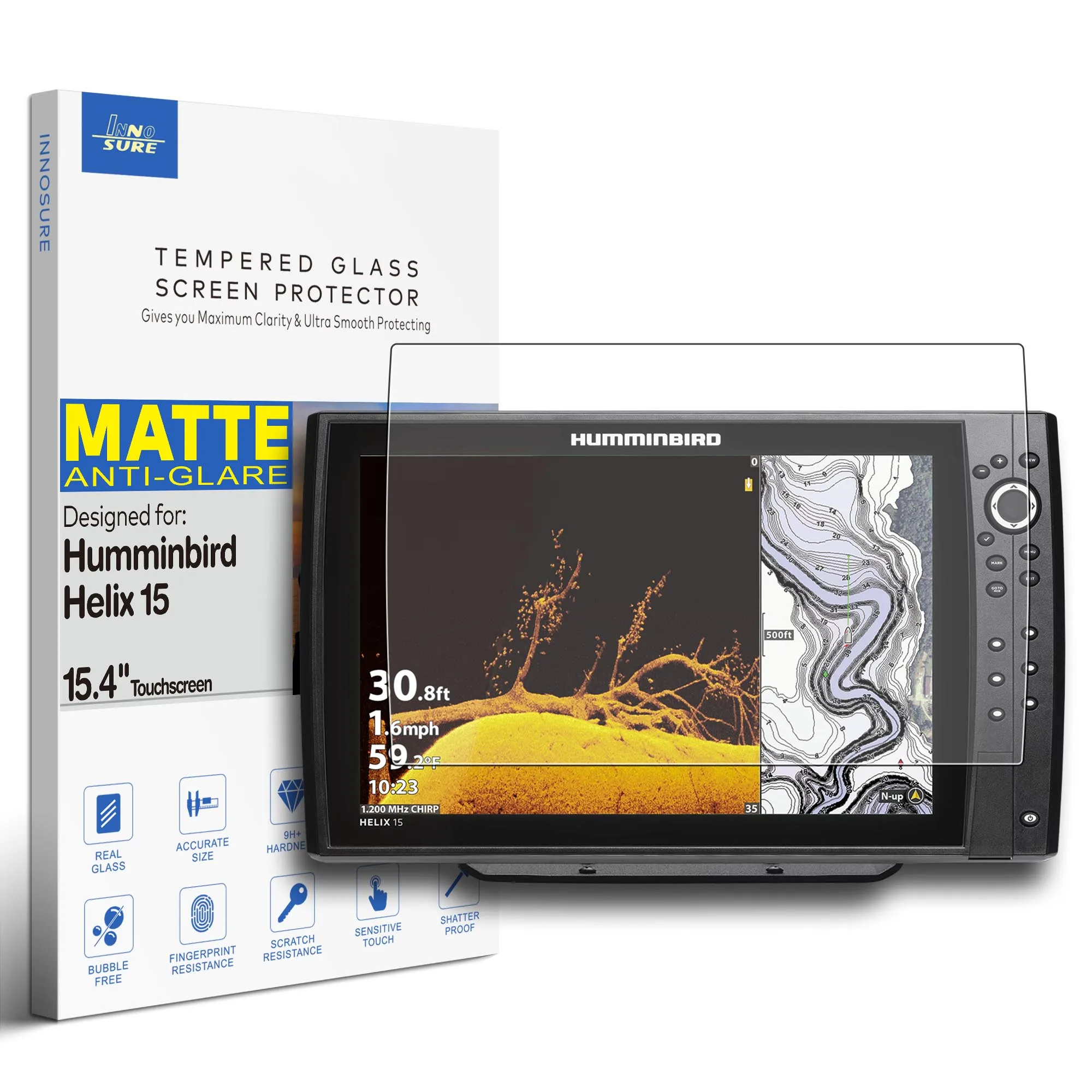Premium Tempered Glass Screen Protector designed for Humminbird Helix ...