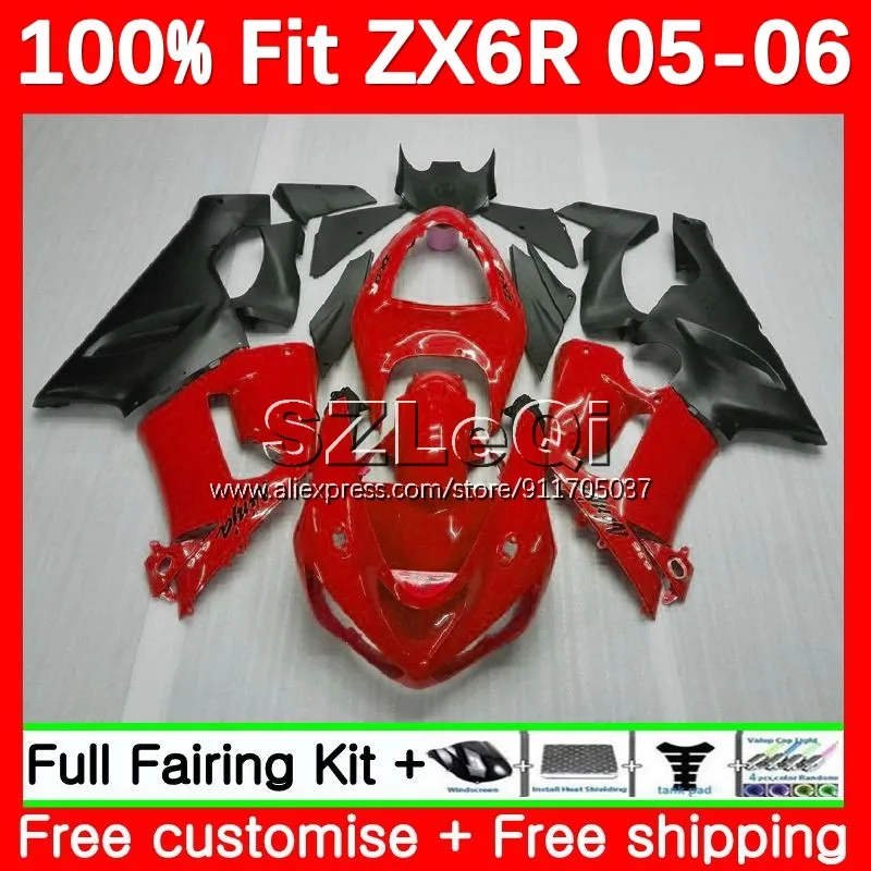Injection-Fairing-For-KAWASAKI-NINJA-Stock-red-ZX-6R-636-6-R-ZX636-ZX6R ...