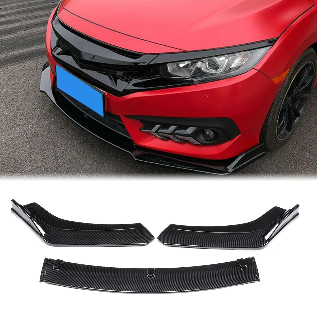 Front Bumper Lip Spoiler Kit For Honda Civic 11.5th Gen (Yofer Style ...
