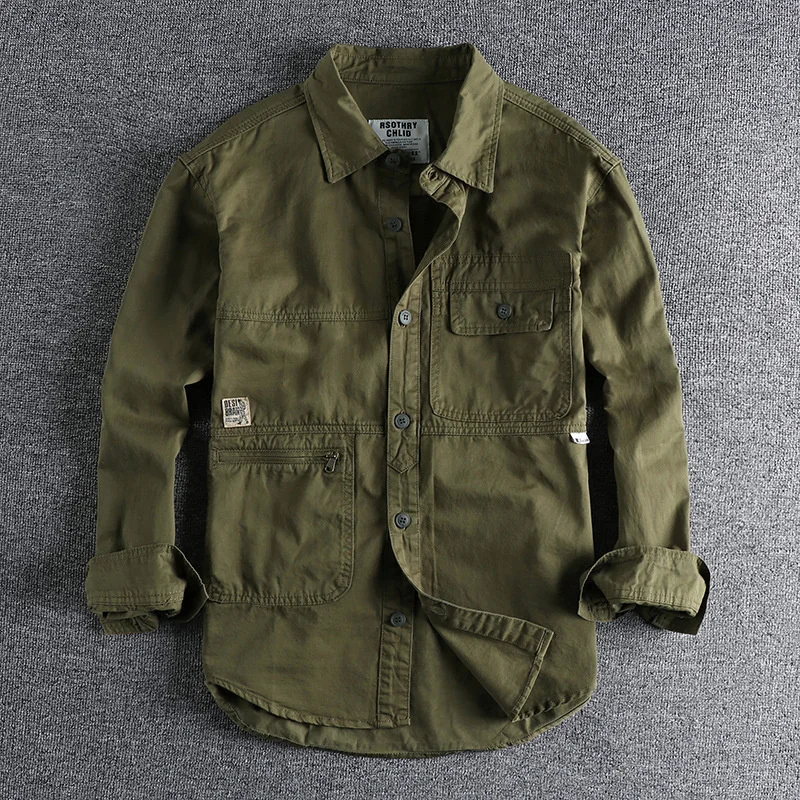 Heavy Industry Washed Male Workwear Military Shirt Jacket Fashion Men's ...