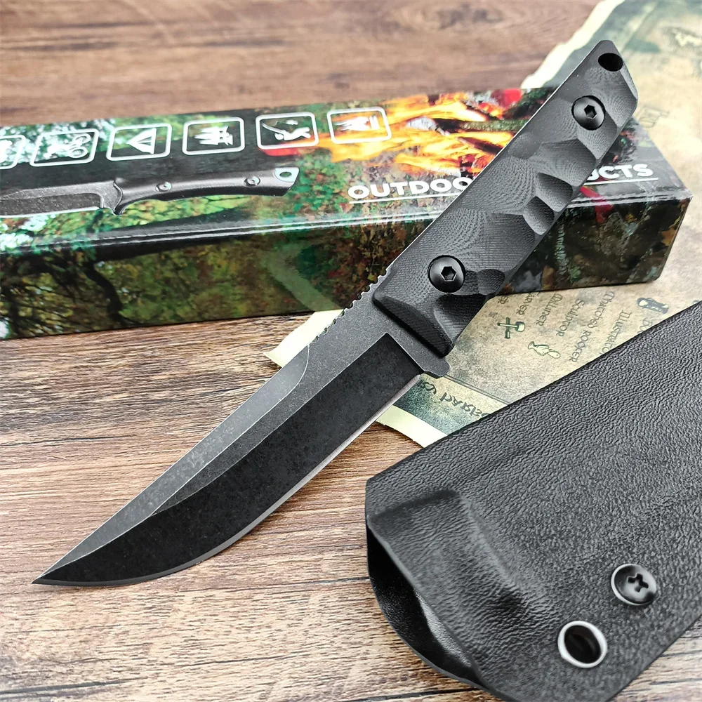 Military-Survival-Full-Tang-Fixed-Knife-8Cr13mov-Blade-G10-Handle ...