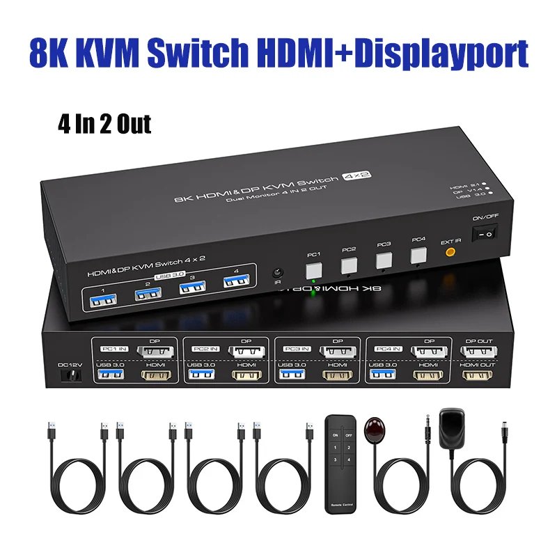 8K-Hdmi-Displayport-Kvm-Switch-2-Monitoren-4K-144Hz-Dual-Display-4X2 ...