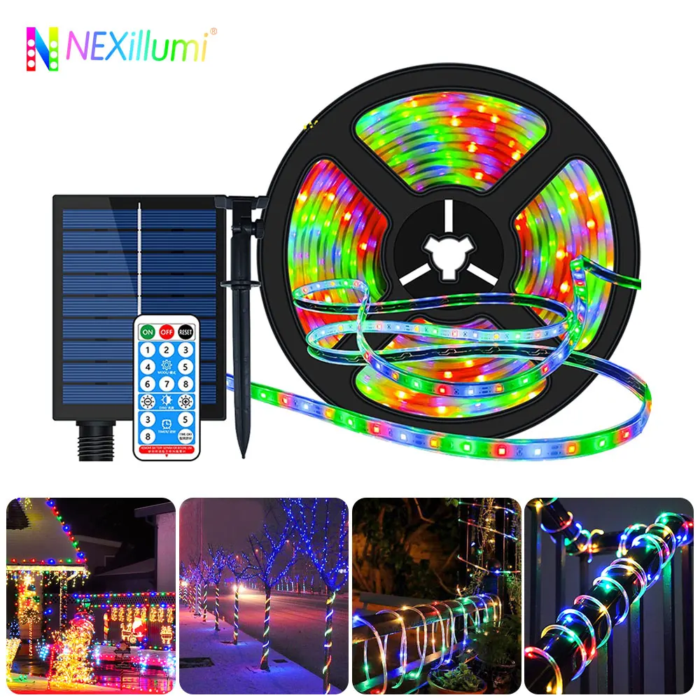 Solar Led Strip Lights Outdoor, Solar Powered Rgb Color Changing Led ...