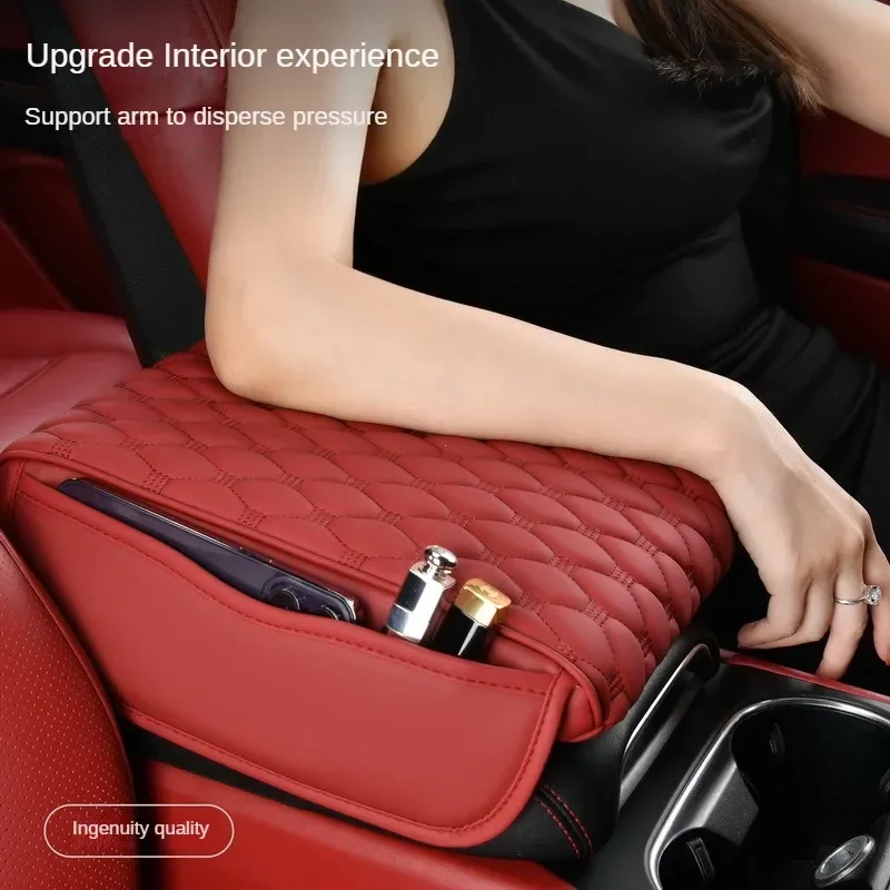 Stitched PU Leather Car Armrest Mat Center Console Arm Rest Protection ...