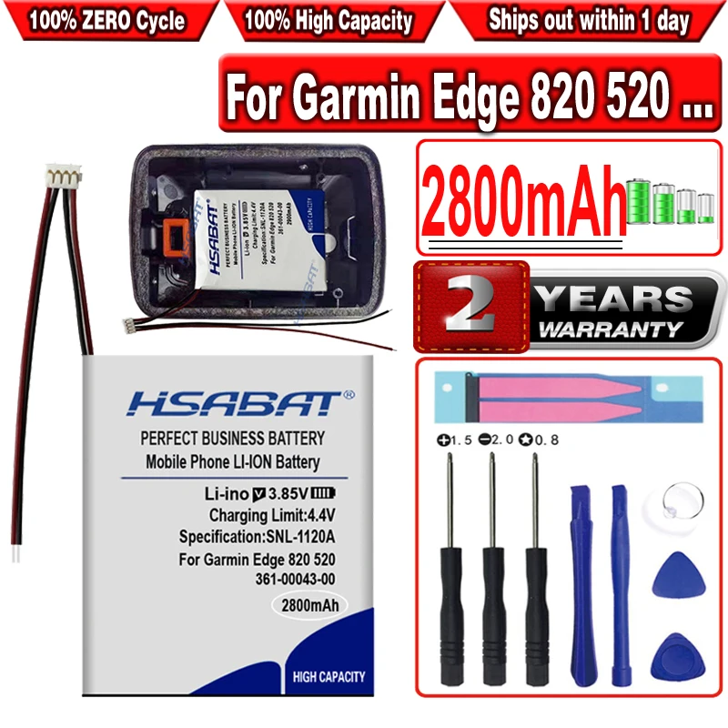 HSABAT 2800mAh Battery GPS 010-01626-02 361-00043-01 for Garmin Edge ...