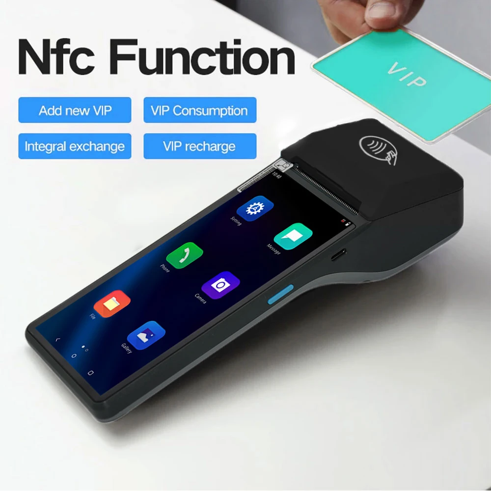Dispositivo de mano PDA POS NFC, Terminal POS integrado, impresora térmica Bluetooth, 58mm, Wifi ...