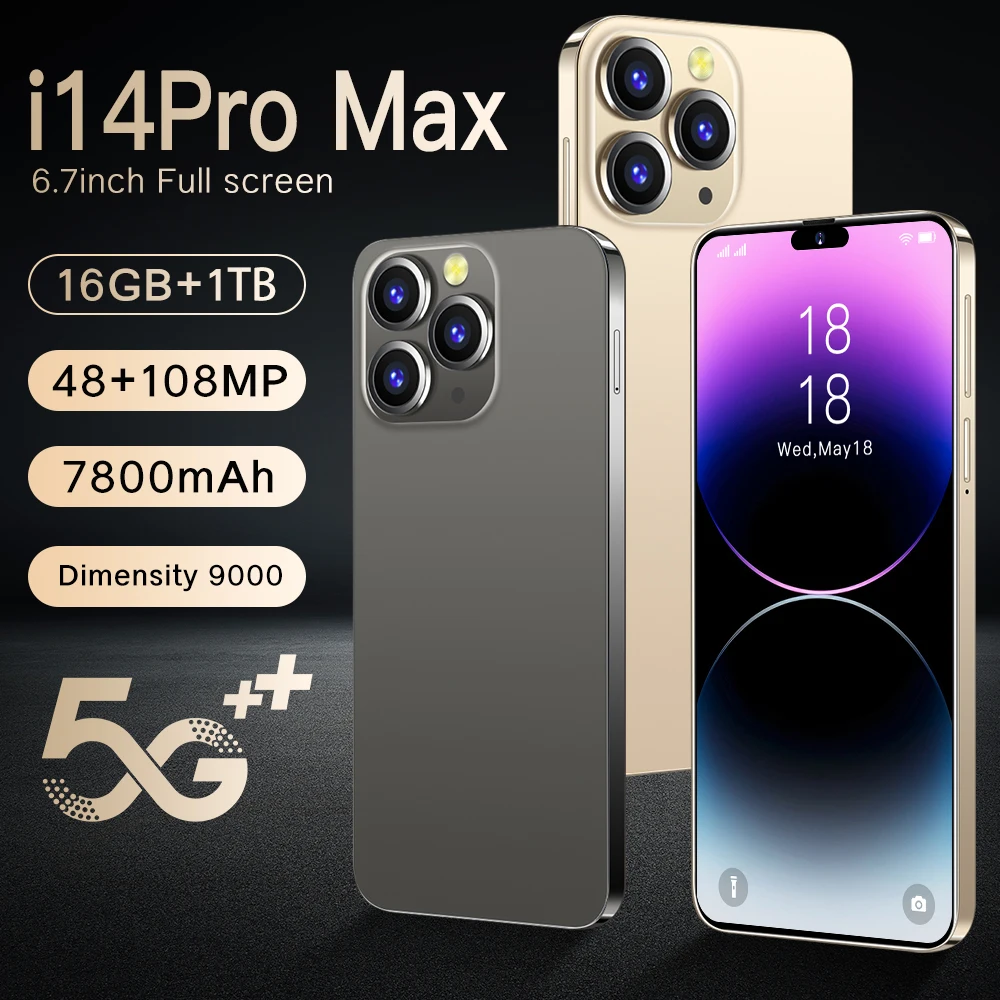Original i14 Pro Max Smartphone, Telemóveis, 4G, 5G Celular, HD Tela ...