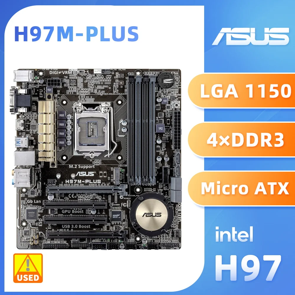 ASUS H97M-PLUS Placa-mãe Intel H97 LGA 1150 Placa-mãe 4 × DDR3 32GB PCI ...
