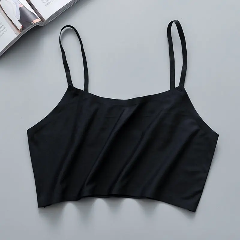 Women-Girls-Summer-Ice-Silk-Crop-Top-Spaghetti-Strap-Seamless-Bralette ...