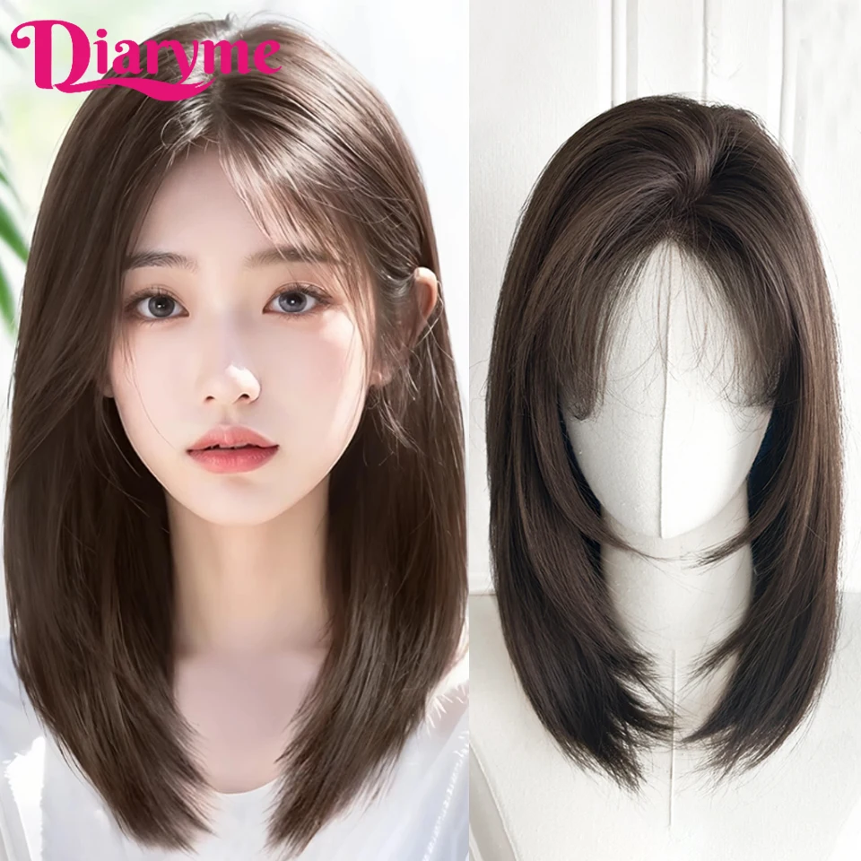 Peluca-sint-tica-corta-y-recta-para-mujer-pelo-largo-con-flequillo-de ...