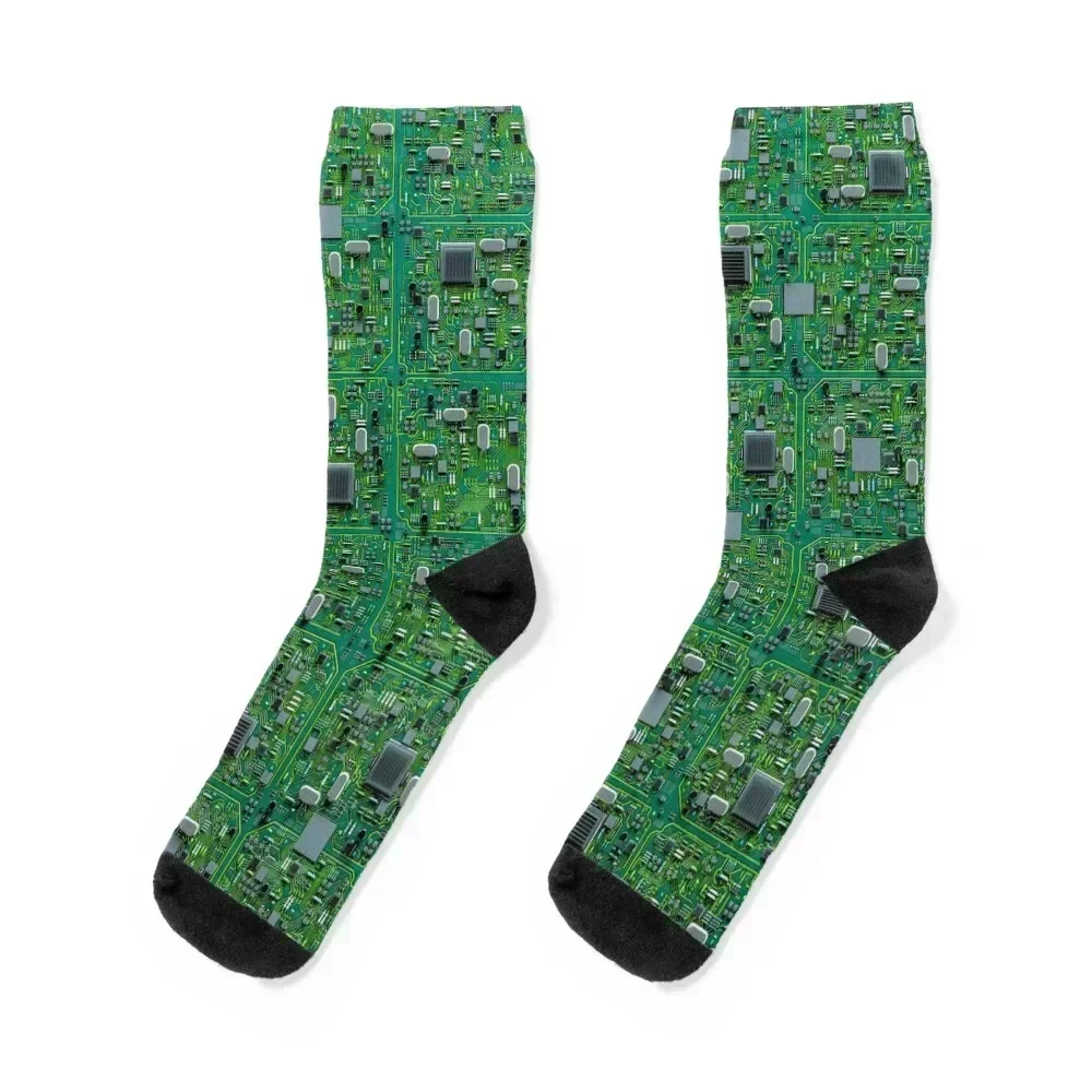 Computer Circuit Board Technology Gamer Data IT Pattern Socks gym ...