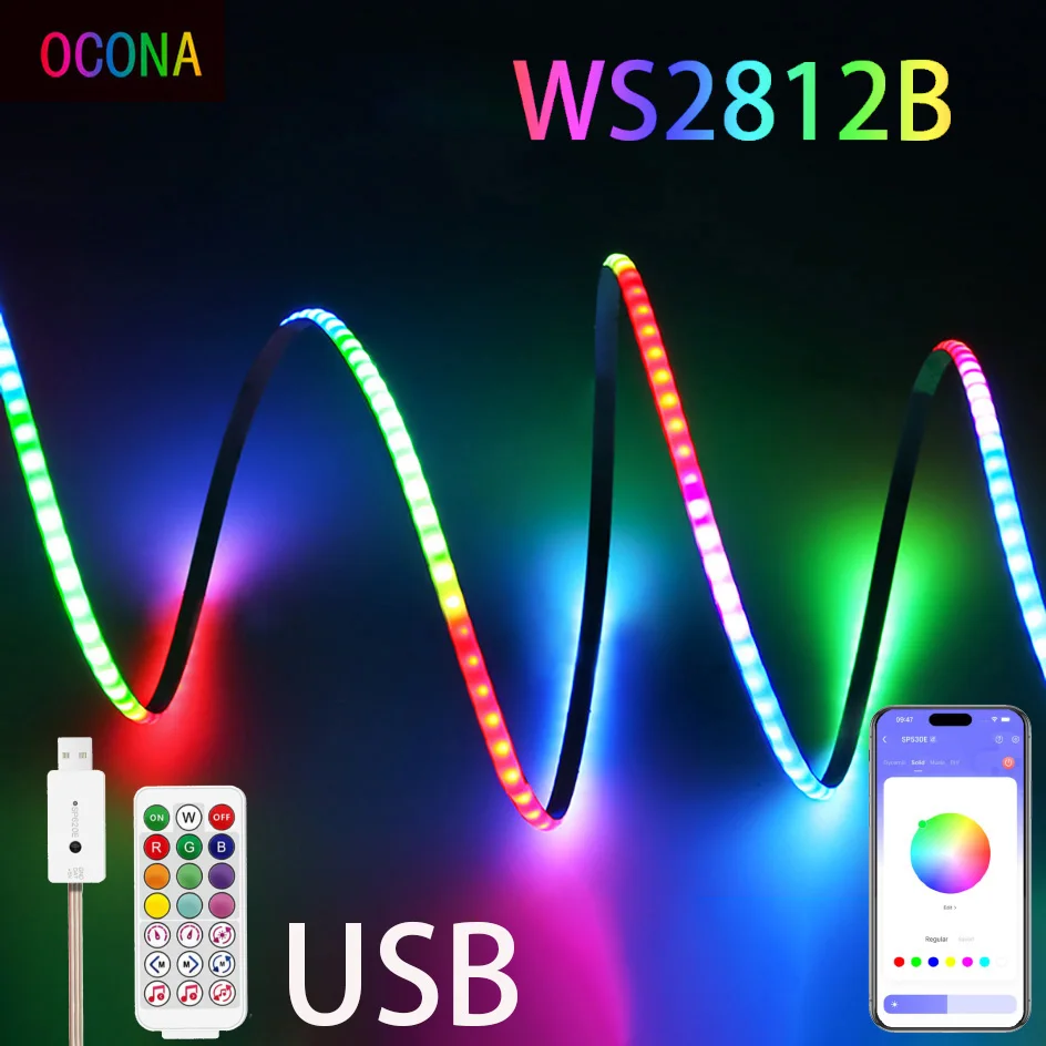 WS2812B-Gaming-Light-Kit-Led-Strip-With-USB-Controller-Music-Sync-160 ...