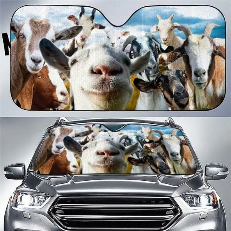 Balloon Flowers Car Accessories Goat Car Windshield Funny Farm Goat Car ...