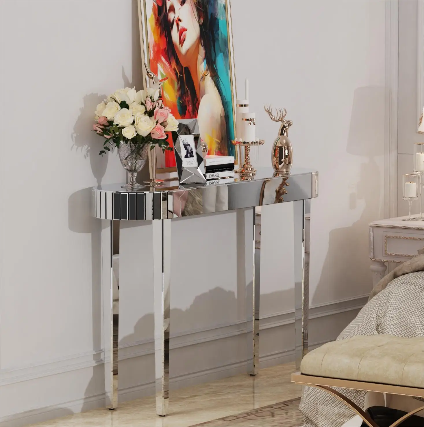 Ultra Long Silver Mirrored Entry Console Table: The Ultimate Entrance ...