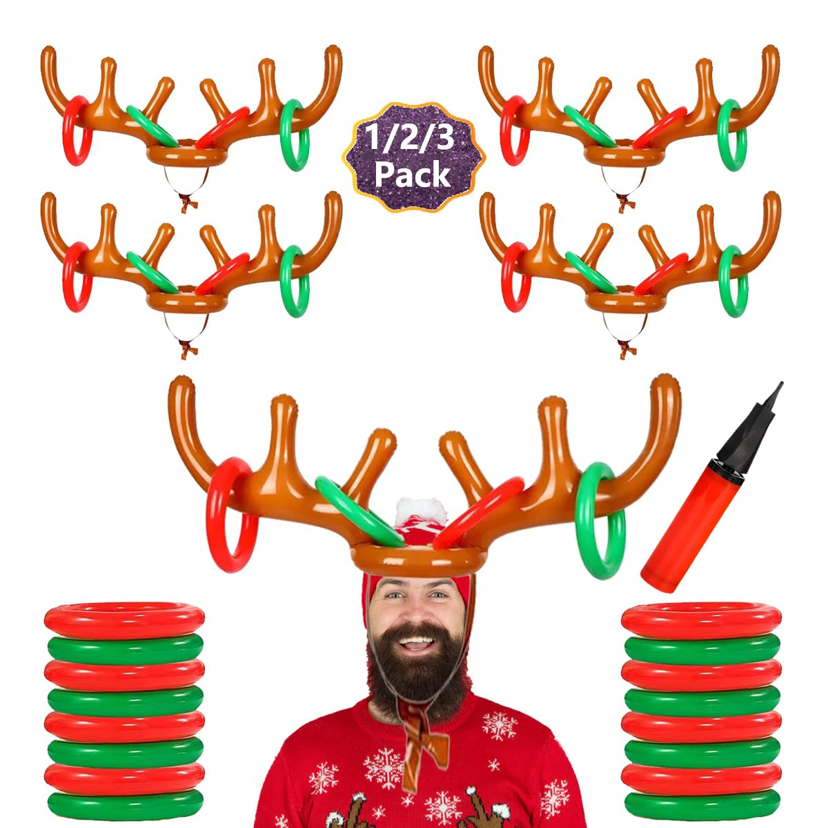 Inflatable Reindeer Antler Ring Toss Game Christmas Family Holiday ...